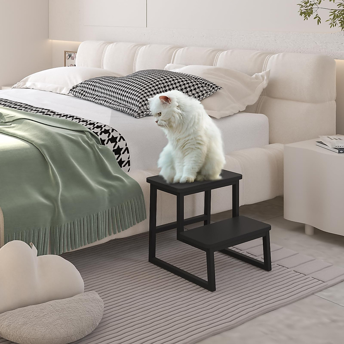 iTsst Step Stool for Adults Kids,Heavy Duty Sturdy Two Step Stool with 500LBS Capacity for Kichen Bathroom High beds, Wooden&Metal Frame, Non-Slip Rubber Pads