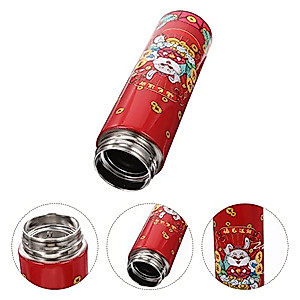LIFKOME Double Insulated Water Bottle Vacuum Insulated Bottle 2023 Chinese New Year Water Bottle Year of The Rabbit Tumbler Thermal Mug for Coffee Tea Milk Hot Drinkings Lid Color 2