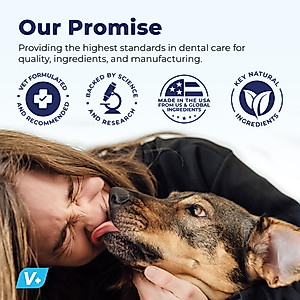 Vetnique Dentabliss - Dog Teeth Cleaning Finger Mitt Dental Wipe - Dog Plaque and Tartar Prevention with Brushing Beads - Convenient Peppermint Dog Teeth Wipes, Dog Breath Freshener