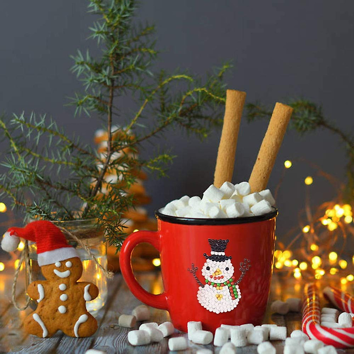 eZAKKA 12Pcs Christmas Stickers Kits，5D DIY Kits Sticker Painting by Numbers Full Round Drill Art Craft，Easy to DIY Creative Craft by Numbers Kits for Kids and Adult