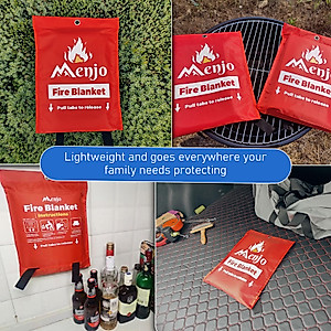 Silicone Coated 1/pack Menjo Outdoors Emergency Fire Blanket for Fire Suppression at Home, Kitchen, BBQ, and Camping. Flame Retardant material spanning 40 * 40in