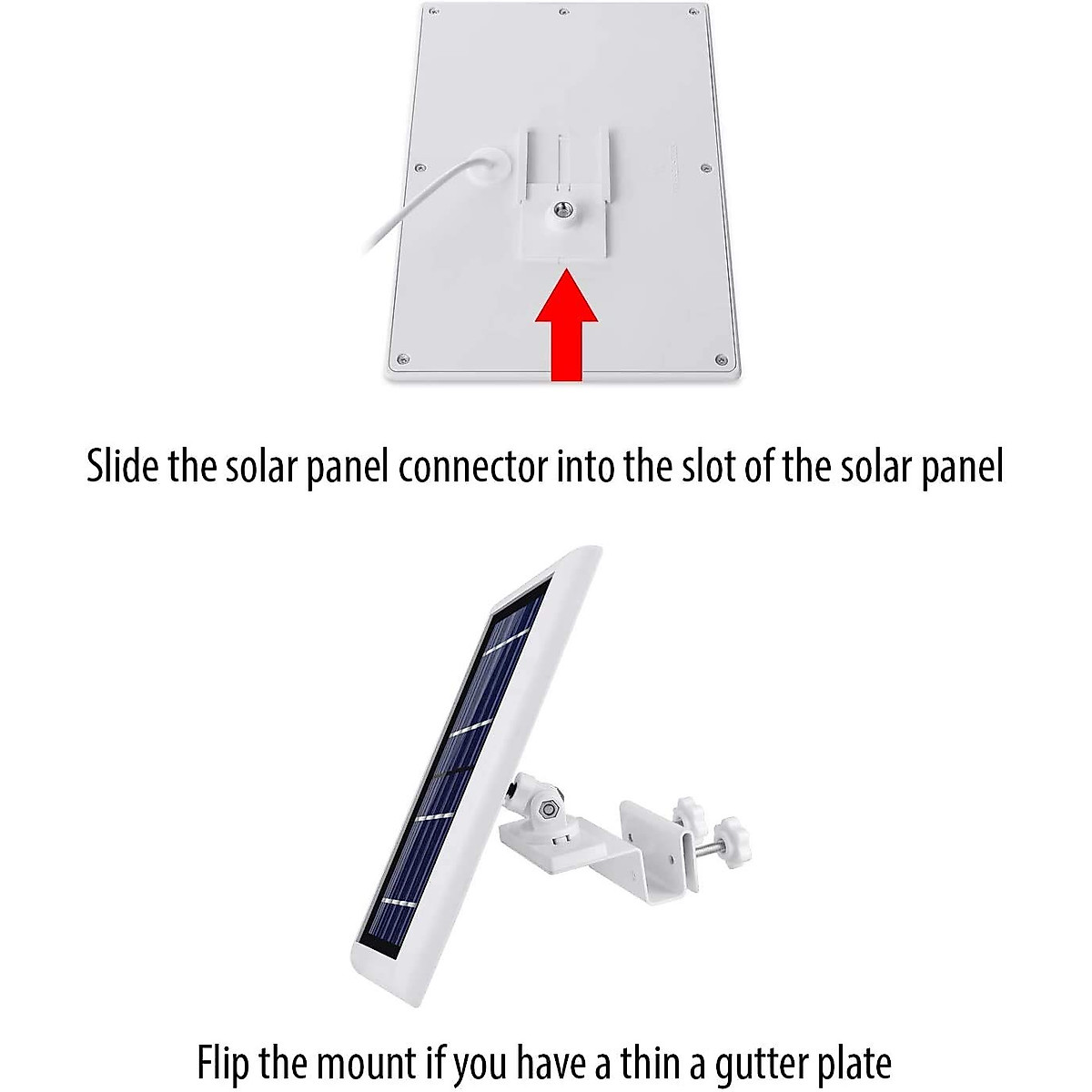 Wasserstein Gutter Mount Compatible with Ring, Arlo, Blink, Reolink Cams & Compatible Solar Panels (2 Pack, White)