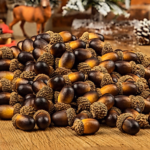 120 Pcs Artificial Acorns, Lifelike Fake Acorn with Natural Cap Simulation Nut for Home, Kitchen, Bowl, DIY Crafts, Photography Props