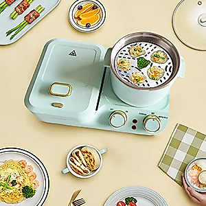 Breakfast Station, 3 in 1 Breakfast Station, Retro Household Breakfast Maker, Electric Mini Toaster Bread Breakfast Sandwich Maker, Breakfast Machine with Frying Pan, Boiling Pot, Food Steamer