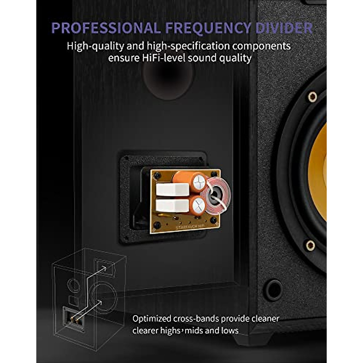 Starfavor 5.25” Passive Bookshelf Speakers Pair, 2-Way Home Stereo Speakers 50 watts RMS, 100 watts Peak Power, 5 inch Wired Audio Speakers for Home Theater -P5