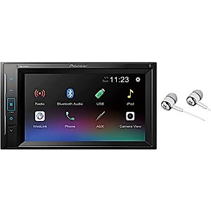 Pioneer 6.2" VGA Touchscreen WebLink Double DIN, Bluetooth USB MP3 Aux Input, in-Dash Multi-Color Illumination Digital Media Receiver/Free Alphasonik Earbuds