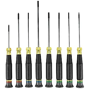 Klein Tools 85617 Mini Precision Screwdriver Set, Slotted, Phillips, TORX, Cushion-Grip Handles, Ideal for Terminal Blocks, Electronics