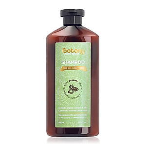Botany Natural Shampoo for all Hair types with Organic Coconut Oil, Tea Tree, and Aloe Vera - Vegan Shampoo for Women and Men SLS/SLES, Silicon, Paraben and Cruelty Free,17.6 oz
