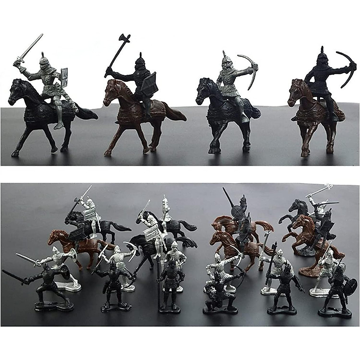 28 Pieces Knight & Horses Soldier Toys Army Men Action Figures, 3 Inch