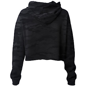 Global Blank Womens Cropped Hoodie Crop Top Sweatshirts for Women Cropped Sweater, Black Camo, Medium