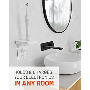 ECHOGEAR Outlet Shelf for Standard Outlets - Next-Gen Design with Built in-Cord Storage & Room for Bulky Plugs - Quick Install with Included Hardware