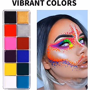 Halloween Face Body Paint Oil 12 Color, Professional Non Toxic Safe Halloween Party Makeup Painting Kit for Kids and Adult