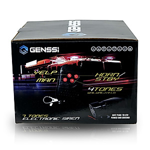 GENSSI Wireless 7 Tone Electronic Siren Emergency Horn Sound System for Police Cars Fire Trucks with Remote Control