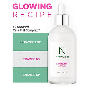 AMPLE:N Ceramide Shot Serum – Anti Aging and Hydrating Serum with Ceramide for Deep Moisturization – For Dry & Rough Skin to Reduces Wrinkles & Repairs Skin, 3.38 fl.oz.