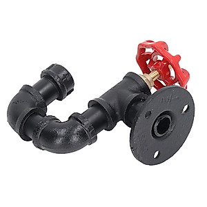 Tissting Industrial Pipe Red Handwheel Coat Hook Rack Heavy Duty Rustic Clothes Towel Holder Hanger Hat Robe Towel Wall Mounted Holder Hanger with Hardware for Home, Office(B Style)