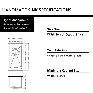 10" Bar Prep Kitchen Sink - Mocoloo 10 x 18 Undermount Sink Stainless Steel 16 Gauge Single Bowl Bar Prep Deep Sinks
