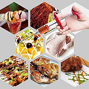 Meat Injector, TGE-V 1-oz Plastic BBQ Marinade Injector Kit, Turkey Injector Syringe (1 Stainless Steel Meat Needle +2 Replacement O Rings + 1 Cleaning Brush) for Turkey Smoked BBQ Grill