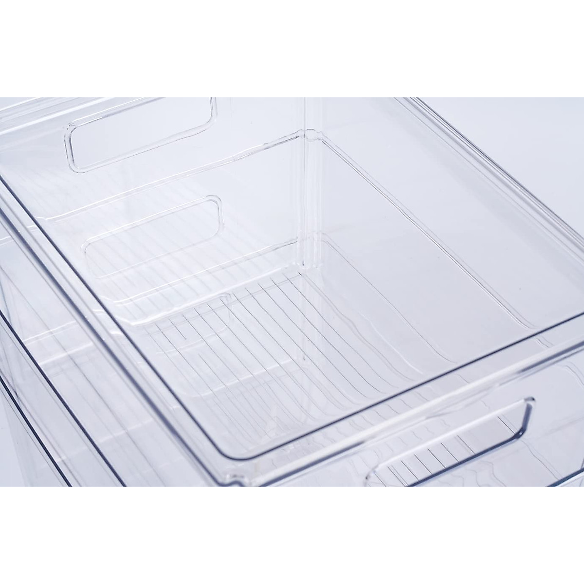 Ezee space XL Clear Plastic Storage Bins with Lids - 3 Pack- Acrylic Storage Containers for Home, Kitchen, Pantry & Closet, Extra Large Freezer and Pantry Lucite bins for organizing - 12X12X7