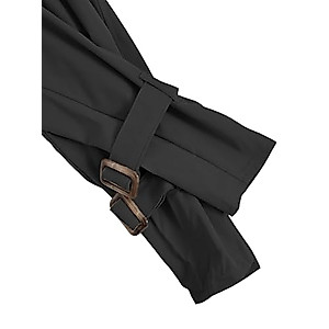 Verdusa Women's Button Front Buckle Raglan Sleeve Crop Jacket Trench Coat Black Large