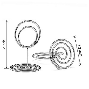 Jofefe 20pcs Mini Place Card Holders, Cute Table Number Holders, Classy Table Card Holder Table Picture Stands, Elegant Wire Photo Holder Menu Memo Clips, Idea for Wedding, Anniversary Party (Silver)