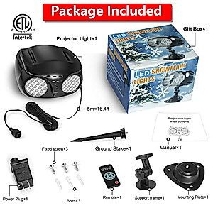 Christmas Snowflake Projector Lights Outdoor, Remon Owl Shape LED Snowfall Projector Remote Control Timing IP65 Waterproof, Dynamic Snowflakes Landscape Light for Xmas New Year Indoor Home Party Decor