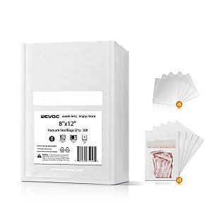 8" x 12" Precut Vacuum Sealer Bags, 200 Count, Includes 5 Liquid Block Bags & 5 Bone Guard Pieces, Heavy Duty for Food Storage, Sous Vide & Meal Prep, Wevac