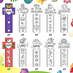 X1zuue 70Pcs Christian Religious Color Your Own Bookmarks DIY Coloring Blank Bookmark Ruler Jesus Cross Measuring Ruler for Party Sunday School Favors Classroom Student Rewards Goodie Basket Fillers