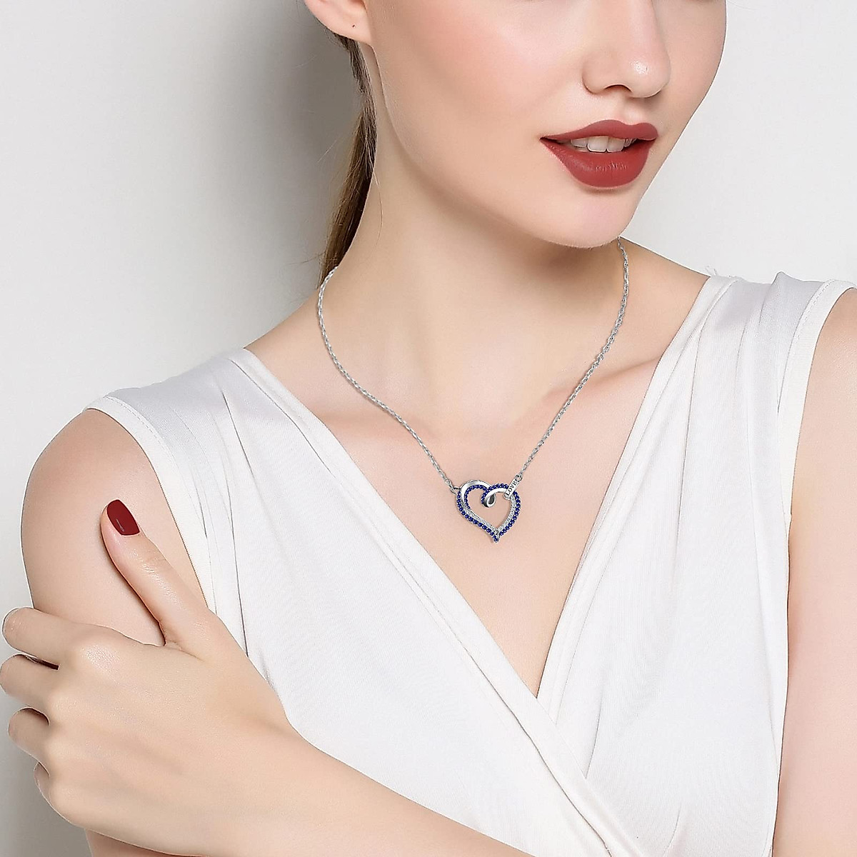 LALASUN Love Heart Pendant Necklaces for Women 925 Sterling Silver Rose Gold Pendant Christmas Birthday Anniversary Jewelry Gifts for Women Wife Girls Her