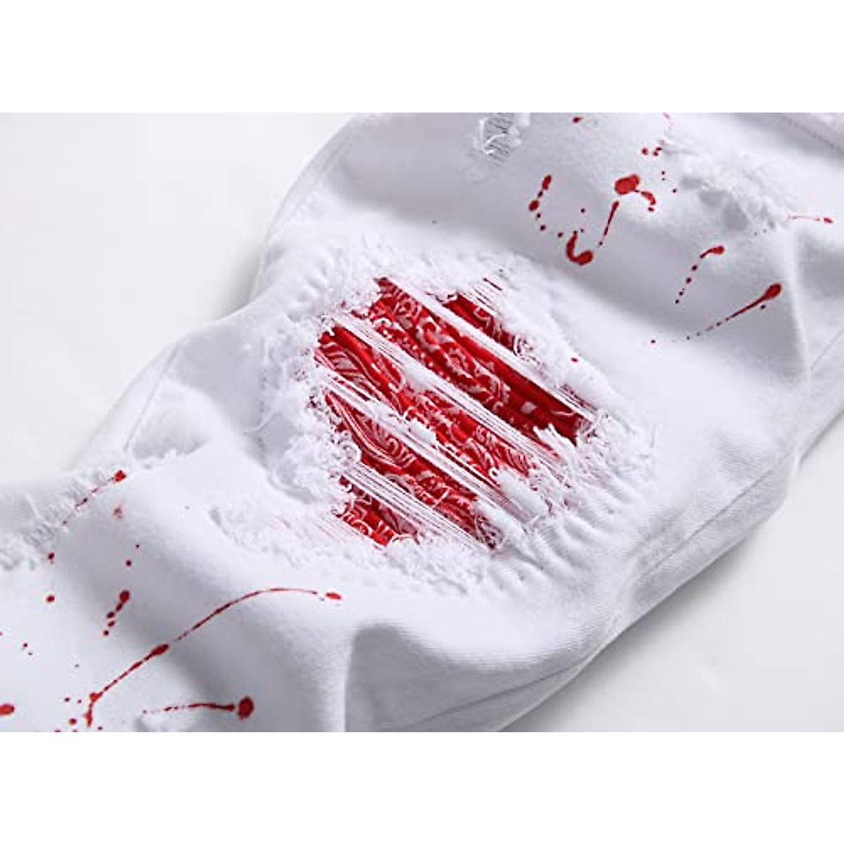 OIIIO Men's Patch Ripped Stretch Regular Fit Jean (40, 6624 White)