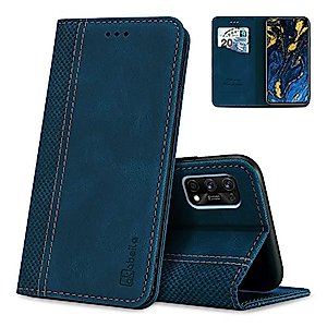 AKABEILA for Oppo Realme 7 Pro Case Luxury PU Leather Flip Case for Oppo Realme 7 Pro Flip Folio Wallet Case Cover with Card Holder Magnetic Closure Kickstand Shockproof 6.4" Blue
