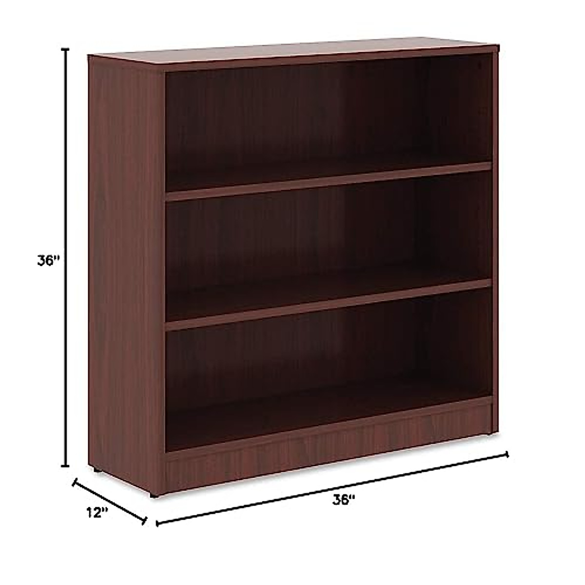 Lorell Mahogany Laminate Bookcase, 36" x 36" x 12"