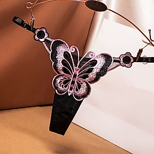 Celamirio Butterfly Thong Black Sexy Panties for Women S M L