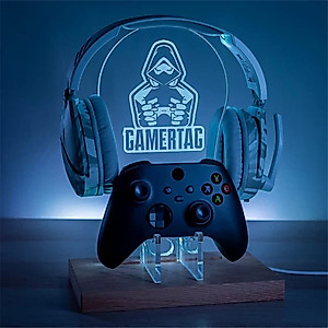 Gaming RGB Headphones Hanger,Headset Holder with 7 Colors Light - RGB LED Game Station Console Controller Holder - Game Controller Headset Hanger for All Universal Gaming PC Accessories