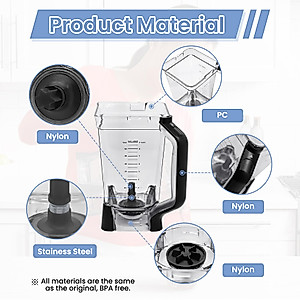 WARDFYT Replacement Pitcher 72 oz XL Compatible with Ninja Blender (New Model) BL610, 72oz Crushing Pitchers Replacement for Ninja BL710WM BL710WMC CO610B CO650B CT610