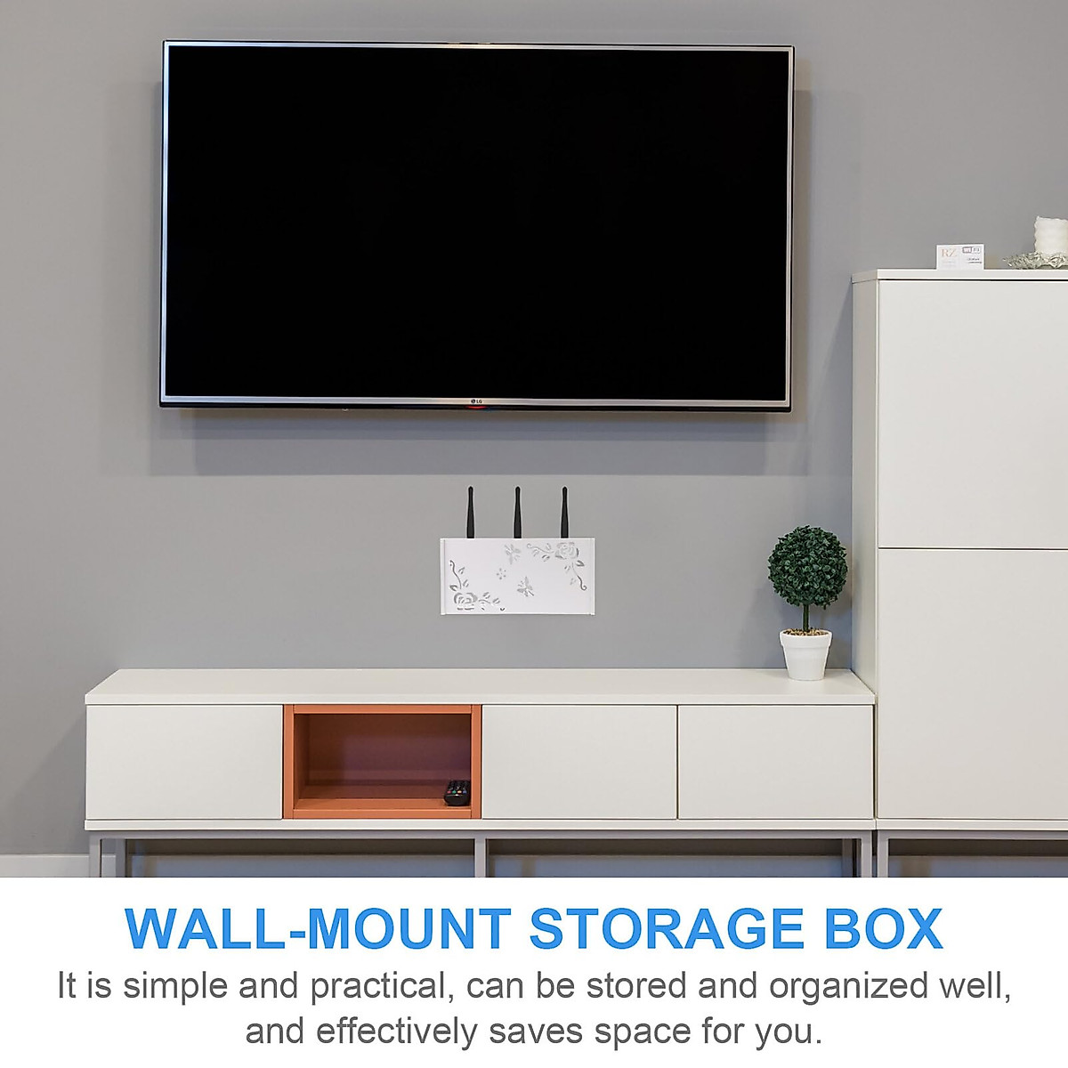 DOITOOL Router Holder Wall Mount WiFi Router Modem Cable Power Plug Wire Storage Boxes Cord Management Container for Home Living WiFi