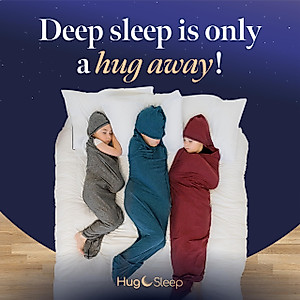 Hug Sleep Hooded Sleep Pod Move for Kids/Tweens, Tween Wearable Blanket for Girl or Boy, Size 10-14, Weighted Blanket Alt, Seen on Shark Tank, Cooling Sensory, Machine Washable Blankets, Turquoise