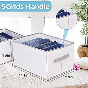 2 Pack Wardrobe Clothes Organizer, 5-7 Grids Clothes Organizer with Support Plate, Foldable Washable Clothing Drawer Organizer and Clothes Storage Box for Jeans, Thin Coat, Suit Pants, Pajamas