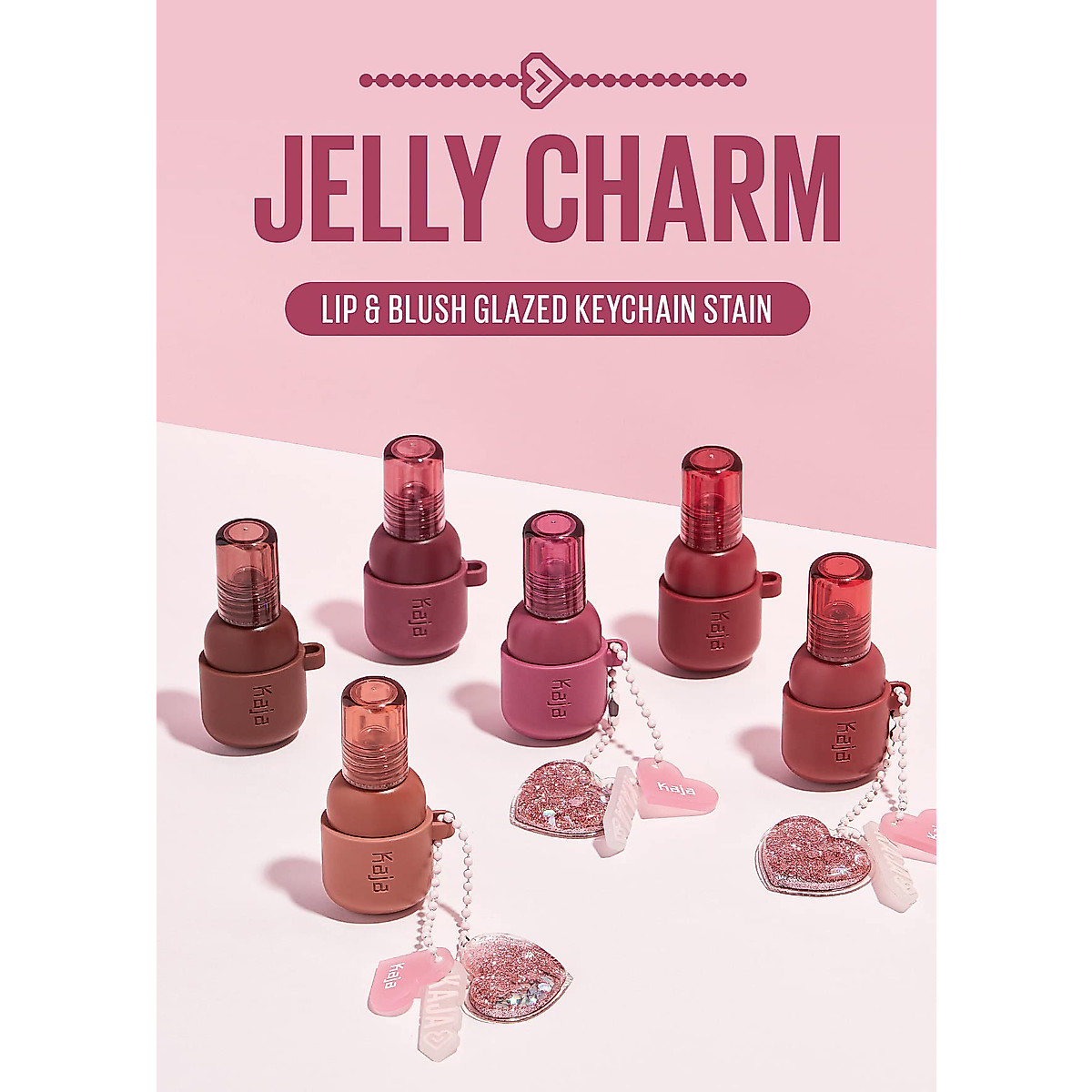 Kaja Lip & Blush Glazed Keychain Stain - Jelly Charm 02 Squeeze Guava | with Triple Berry Complex, Lemon Fruit Extrac & Olive Squalane, Hydrating, Long Lasting Lip Tint