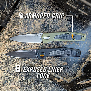 Gerber Gear Fuse Pocket Knife, 3.3 Inch Plane Edge Blade, Sage,Stainless Steel