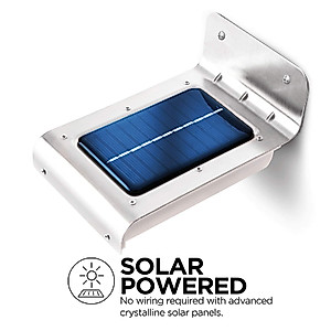 Home Zone Security Solar Wall Lamp - Stainless Steel Motion Sensor Outdoor LED Wall Light, No Wiring Required 2-PK, Silver, ELJ7040V