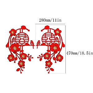 Chinese Traditional Wedding Decorations,Double Happiness,Flannel Paper-Cut 3D Three-Dimensional Bridal Room Decorations, Free About 100Double Happiness Stickers(Magpie)