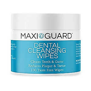 Maxi-Guard Dental Cleansing Wipes for Dogs, Cats, Horses and Companion Animals (100 Wipes), Light Blue/White