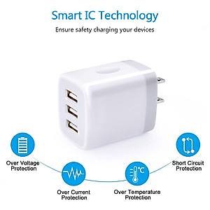 Fast Charging Block, HOOTEK USB Plug Wall Charging Adapters 3.1A Multiple Wall Charger Box Cube Brick for iPhone 15 14 13 12 11 Pro Max XS XR X 8 Plus, Samsung Galaxy S24 A53 S23 S22 S21 S20, LG, Moto