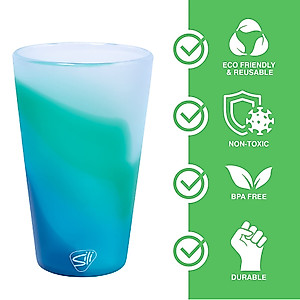 Silipint: Silicone Pint Glasses: 2 Pack -Mountain Air & Desert Sun -16oz Flexible Unbreakable Cups, Hot/Cold, Easy Grip
