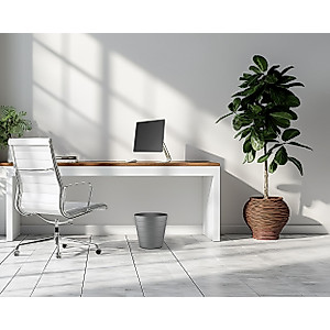 Zuvo Plastic Paper Bin 8L - Shatter-Proof Waste Basket for Office Desk & Bedroom Bin - Ideal Paper Bin with Wave Design - Grey