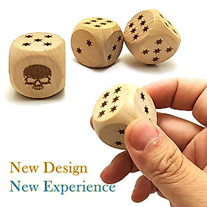 Hometu Creative Wooden Game Dice Set - Skull Head Punk Style Wood Playing Dices Rolling Decider for Indoor Outdoor Party Favor 2PCS
