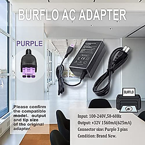 BURFLO 32V 1560mA 0957-2105 Ac Adapter 0957-2269 for HP Photosmart B210 C7250 C7280 C5180 Officejet 2620 4500 6000 6500 7500A Deskjet 6840 6940 All-in-One Printer 0957-2286 Power Supply Cord Cable