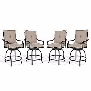 Ulax Furniture Outdoor Swivel Counter Stools Patio Bar Chairs with 100% Olefin Cushion (Set of 4)
