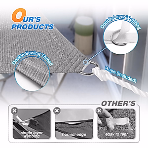 TANG Sun Shade Sail 5'x12' Light Grey Rectangle Sunshade Cloth UV Block Permeable Sail for Outdoor Patio Garden Pergola Gazebo Deck