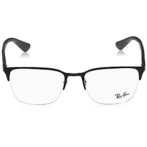 Ray-Ban RX6428 Square Prescription Eyeglass Frames, Matte Black On Black/Demo Lens, 54 mm